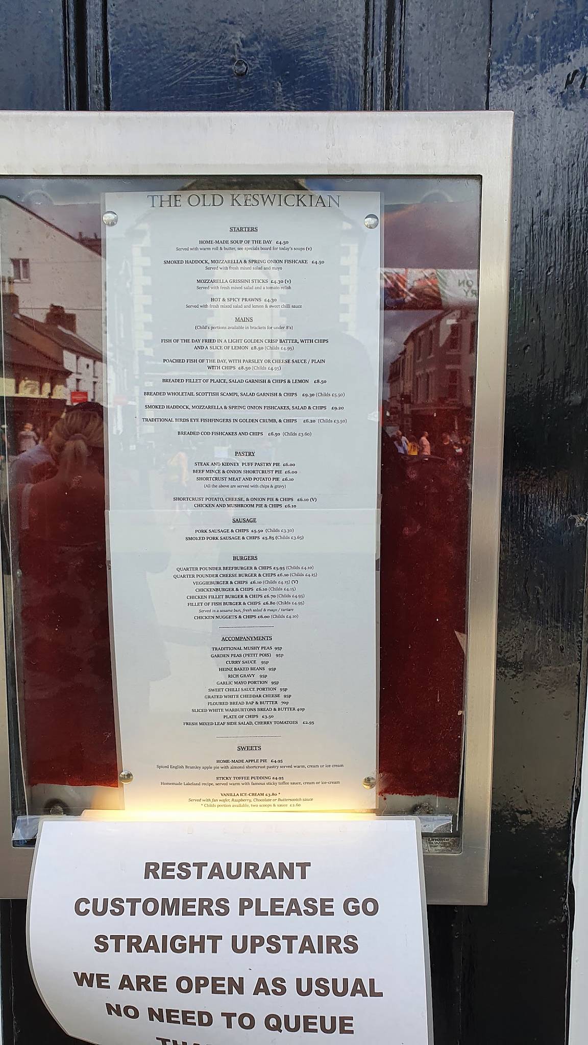 Menu at Old Keswickian Fish & Chips Restaurant, Keswick