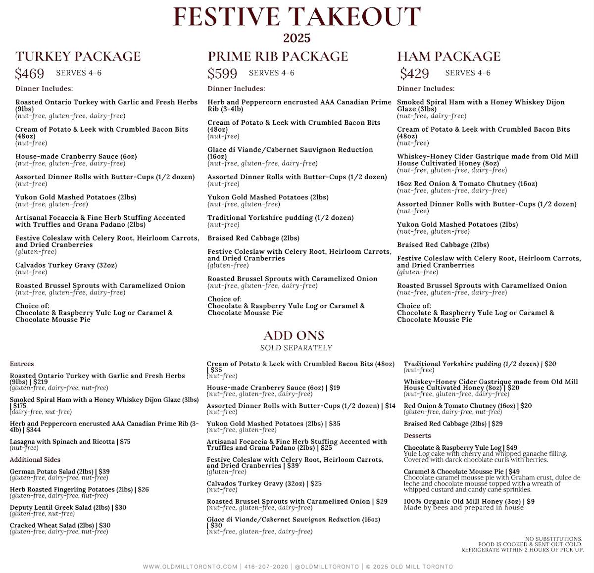 Menu at Old Mill Toronto Restaurant, Toronto, 21 Old Mill Rd