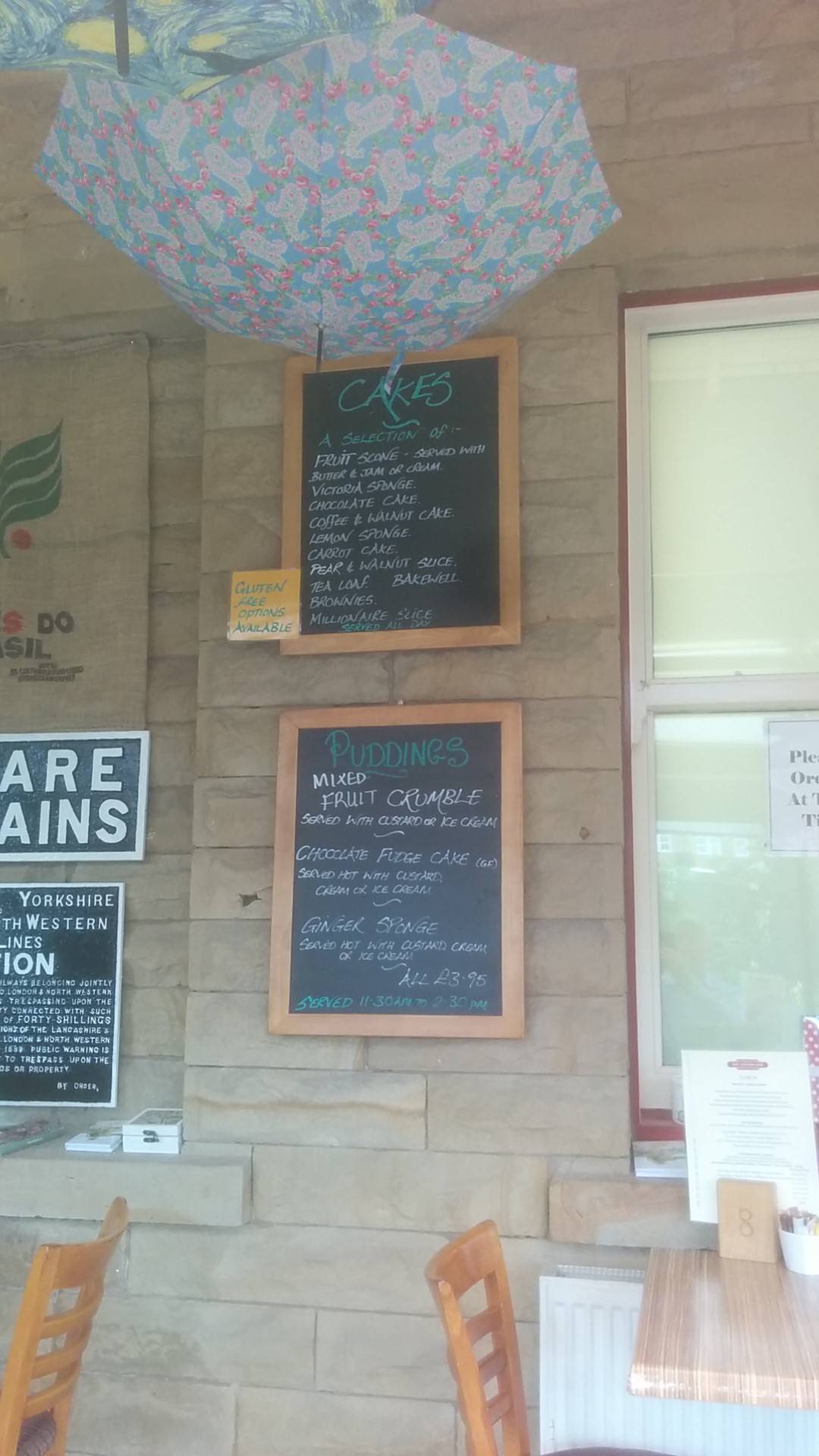 Menu at Old Station Cafe, Longridge