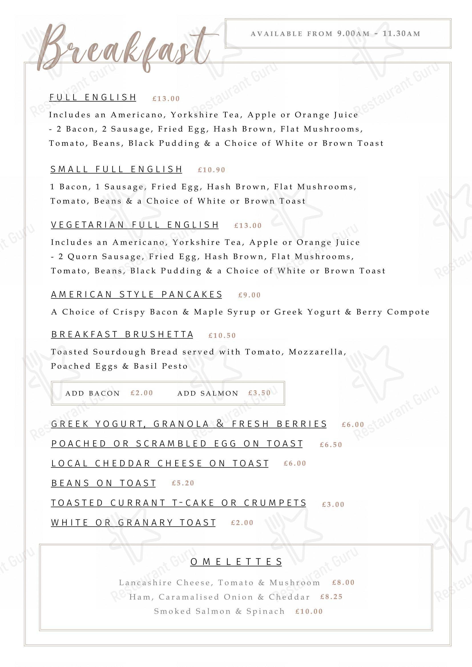Menu at Old Station Cafe, Longridge