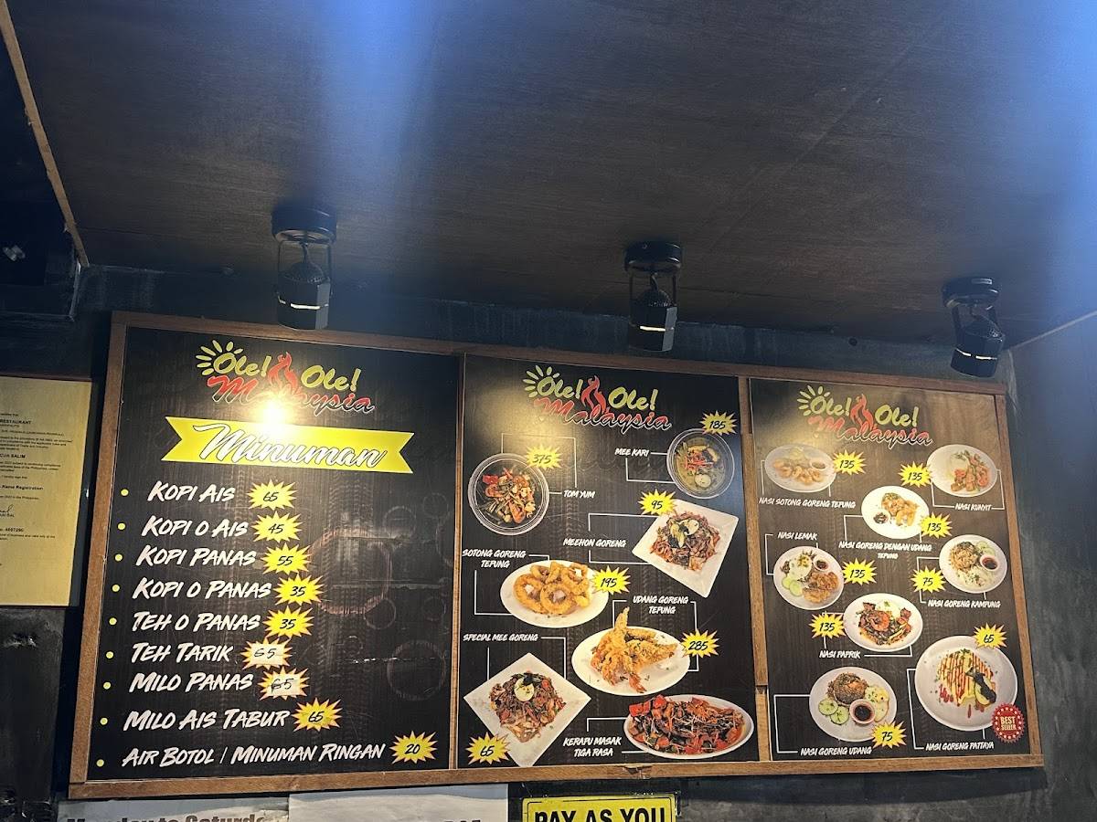 Menu at Ole Ole Malaysian Restaurant, Zamboanga, 450 Llego Building