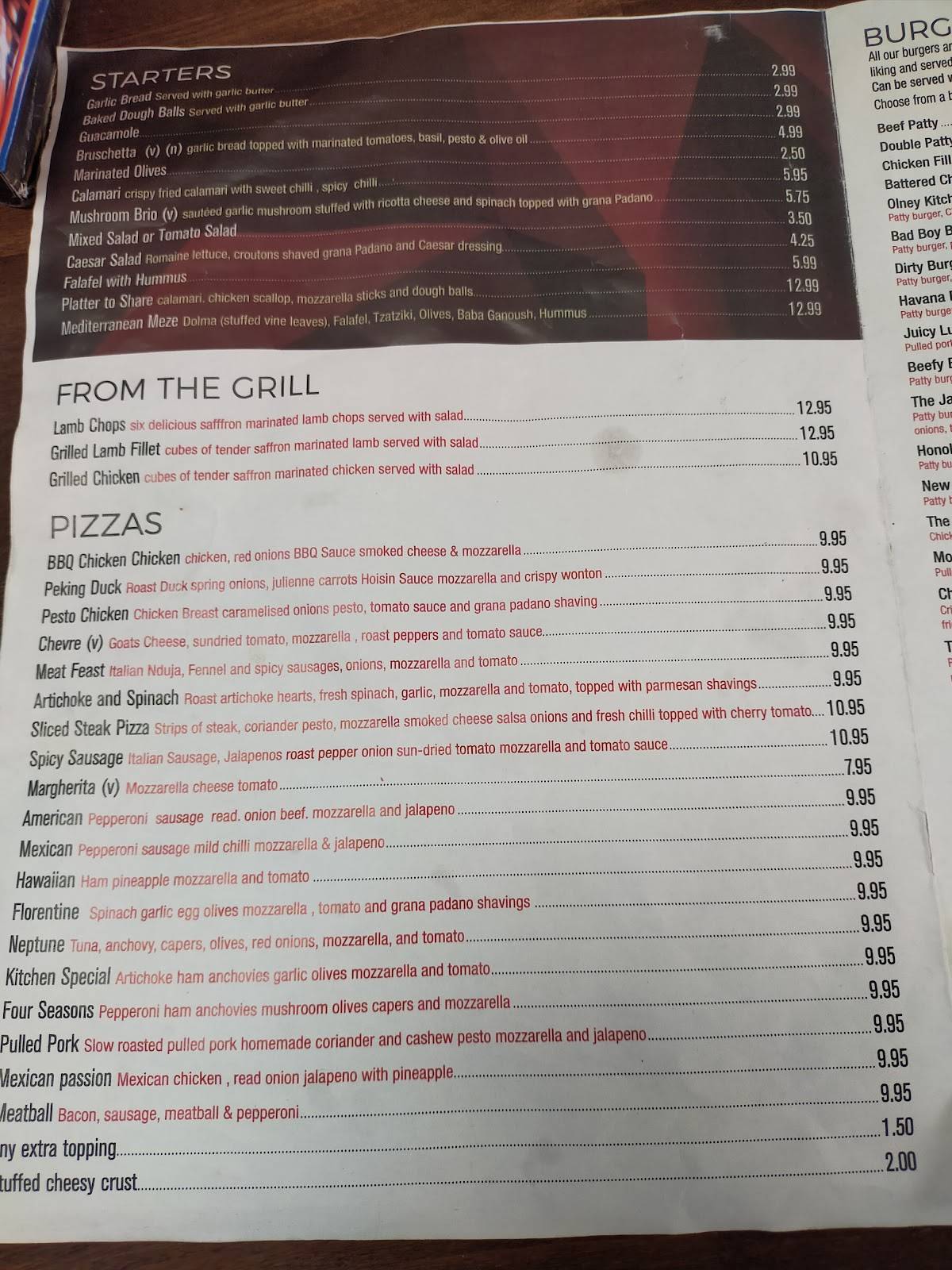 Menu at Olney Kitchen restaurant, Olney