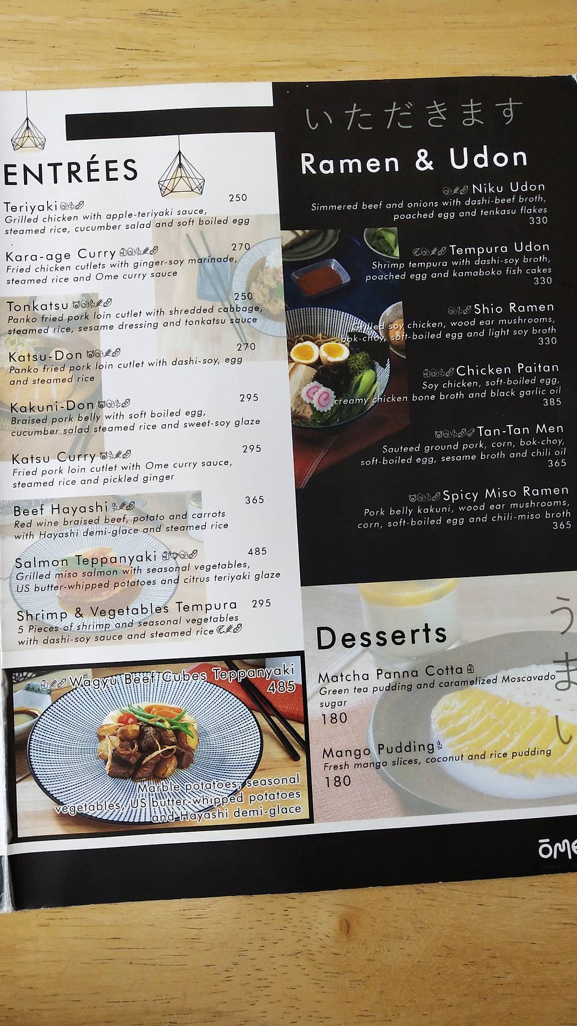 Menu at Ome Japanese Cafe, Quezon City