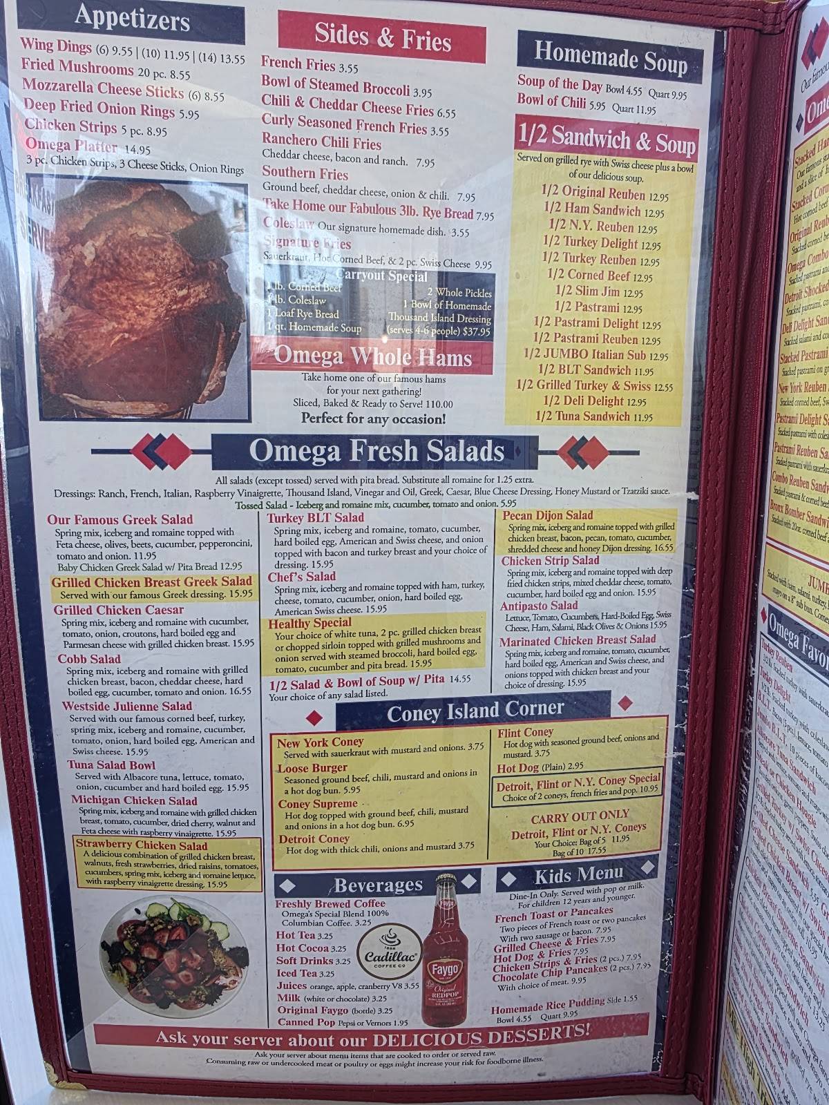 Menu at Omega Ham & Corn Beef Deli restaurant, Grand Blanc