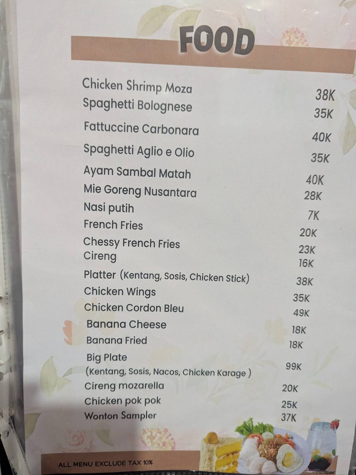 Carta de Omi Cafe & Cake, Sidoarjo