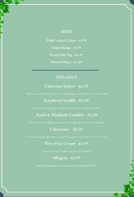 Menu at Once upon a Table restaurant, Glasgow