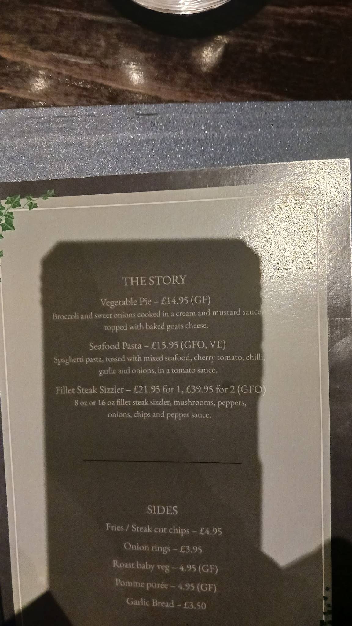 Menu at Once upon a Table restaurant, Glasgow