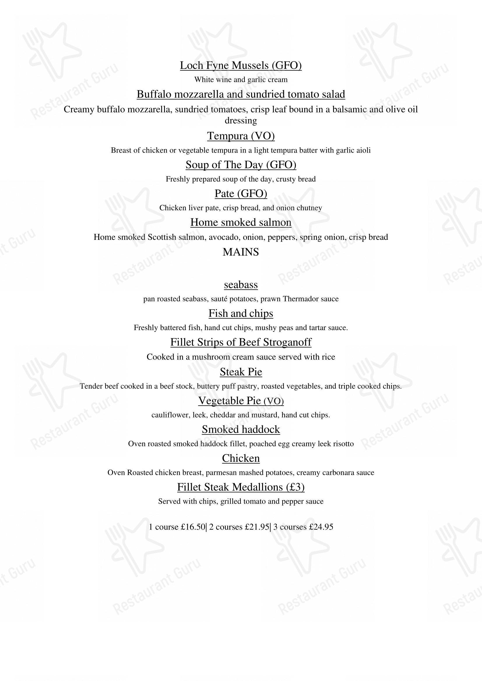 Menu at Once upon a Table restaurant, Glasgow