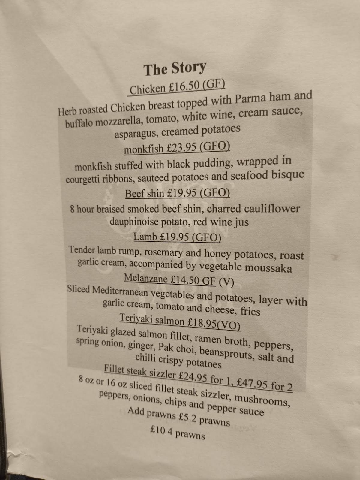 Menu at Once upon a Table restaurant, Glasgow