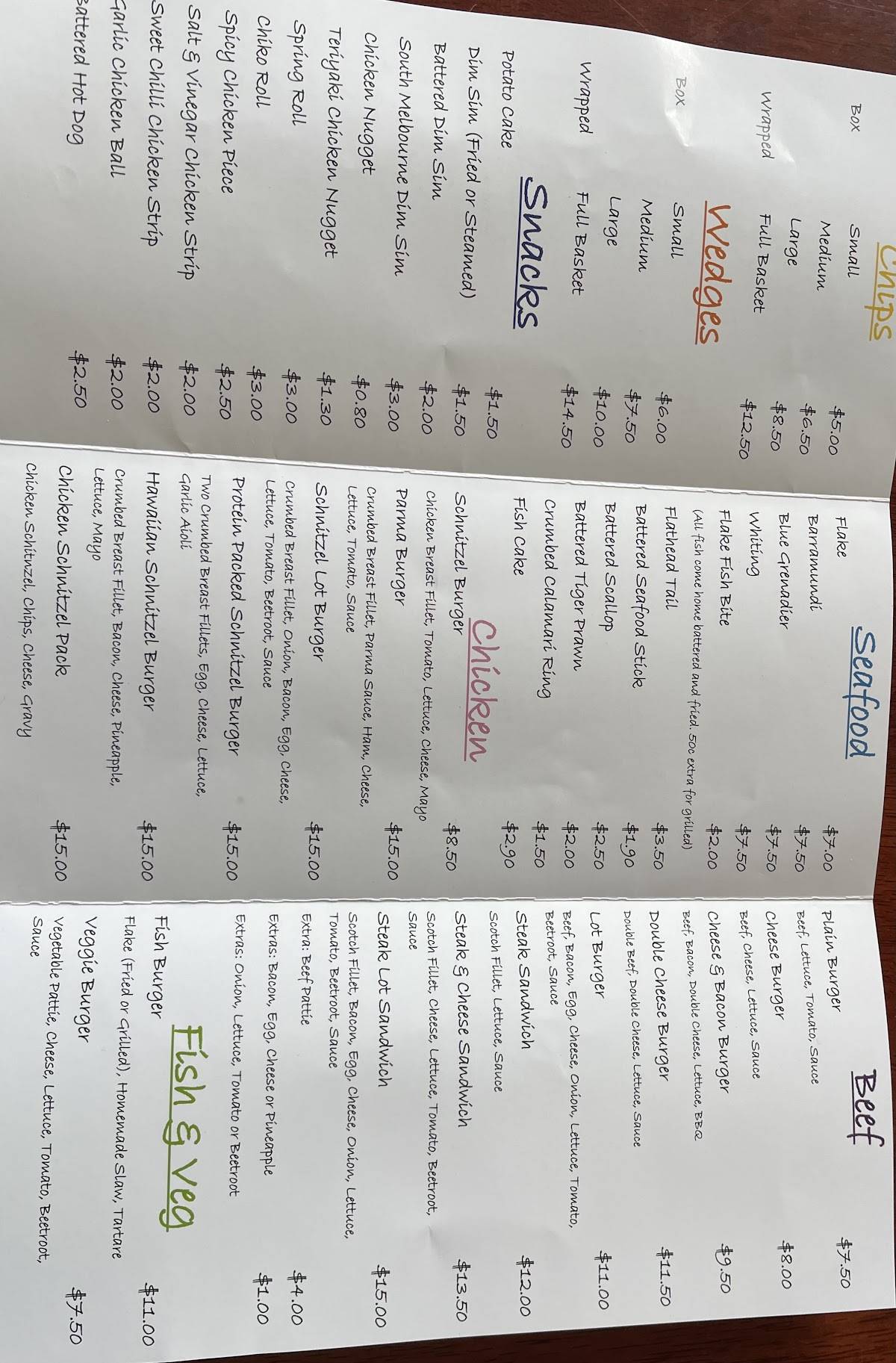 Menu at One Stop Shop fast food, Wonthaggi