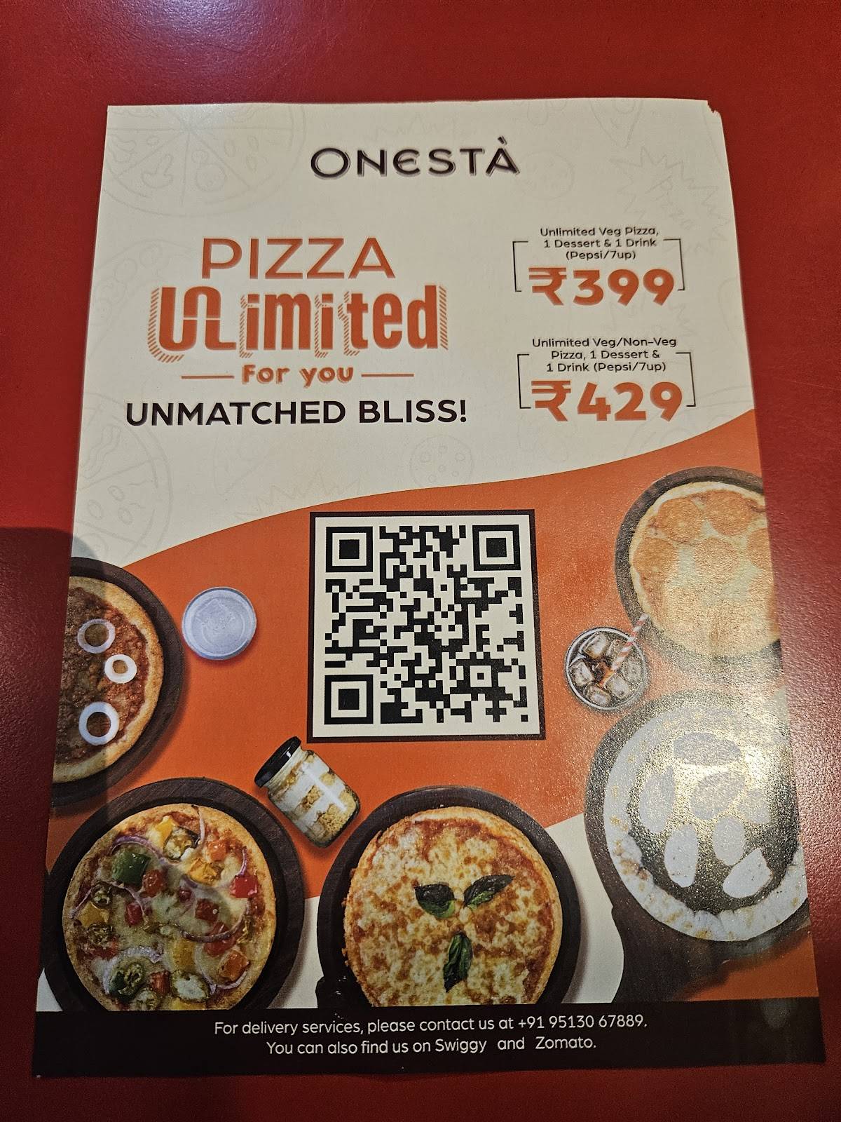 Menu at Onesta Banjara Hills, Hyderabad, 303 3Rd floor
