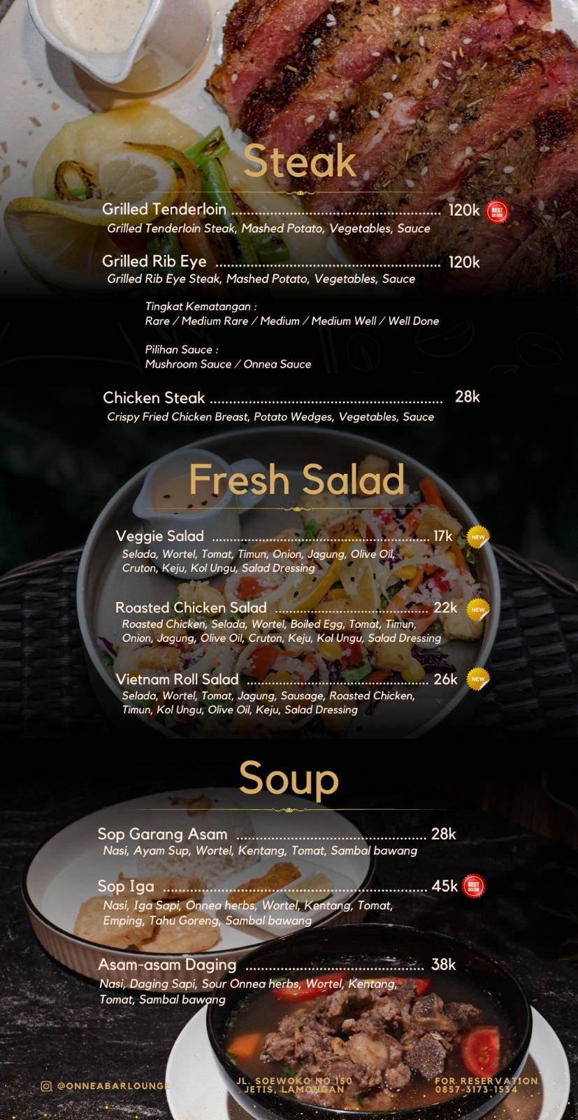 Menu at Onnea Bar & Lounge, Lamongan