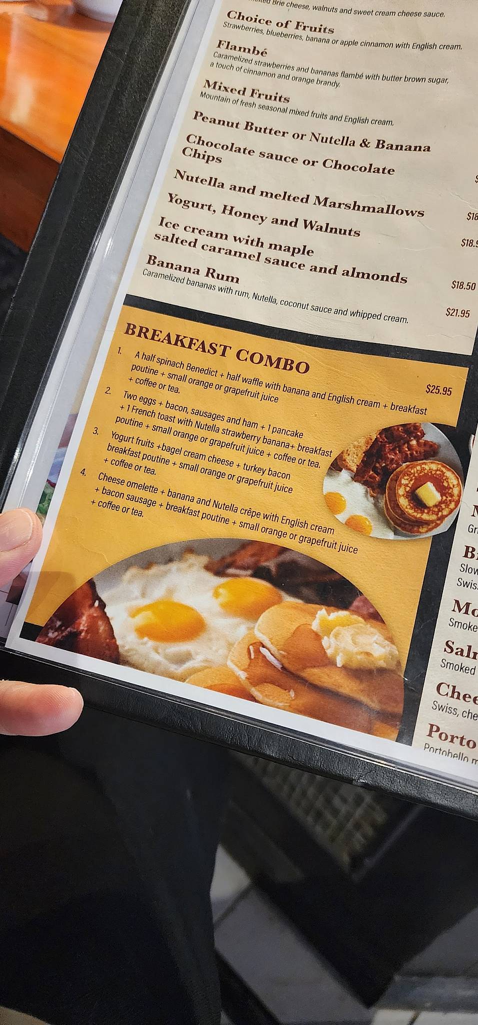 Menu au Orange Café, Montréal