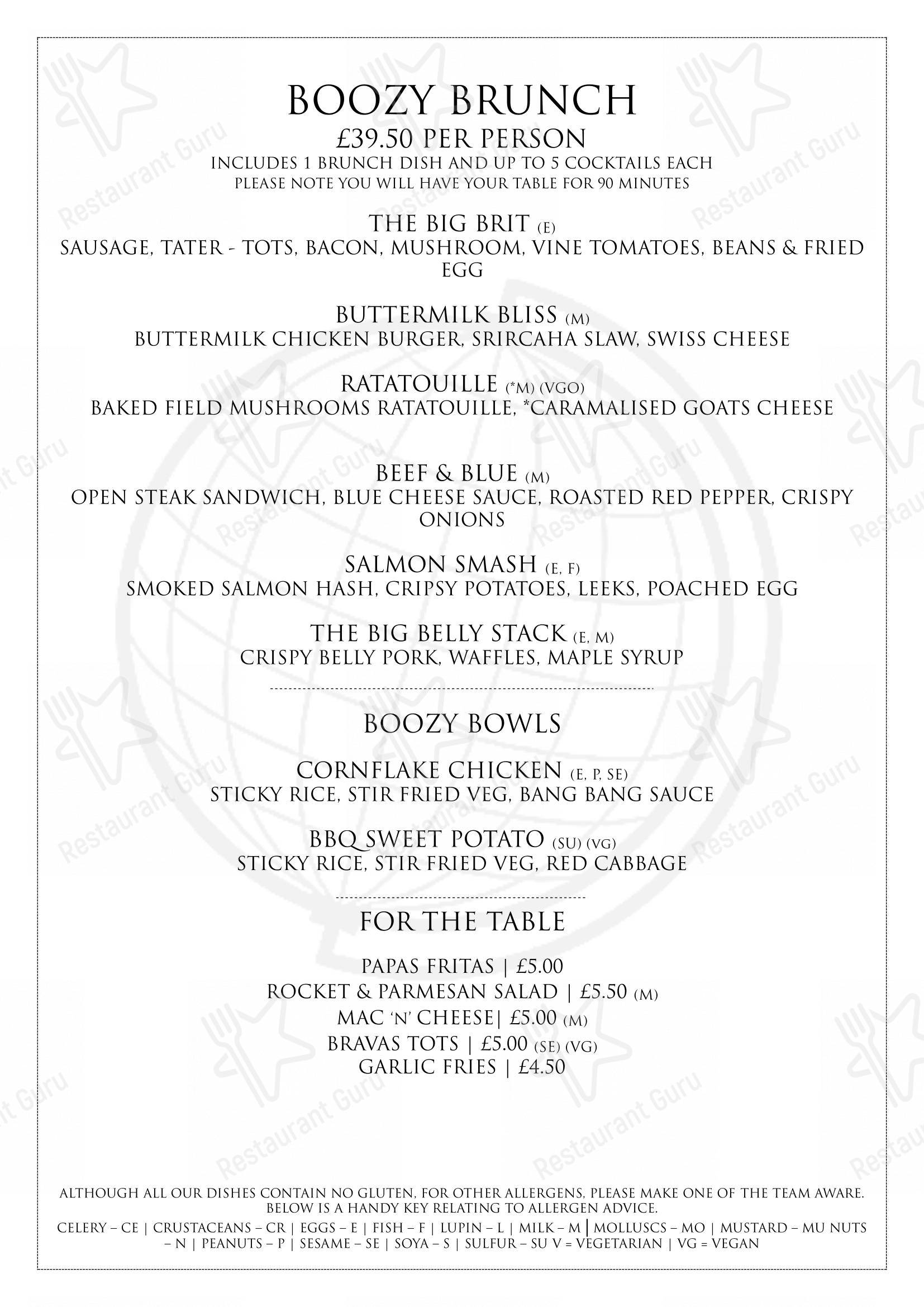 Menu at Orbis Stamford restaurant, Stamford