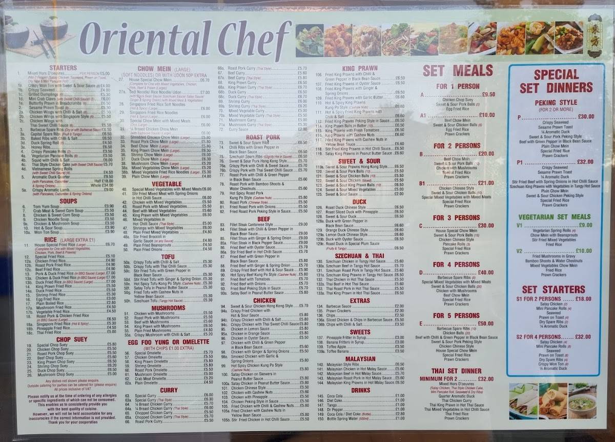 Menu at Oriental Chef restaurant, Kempston