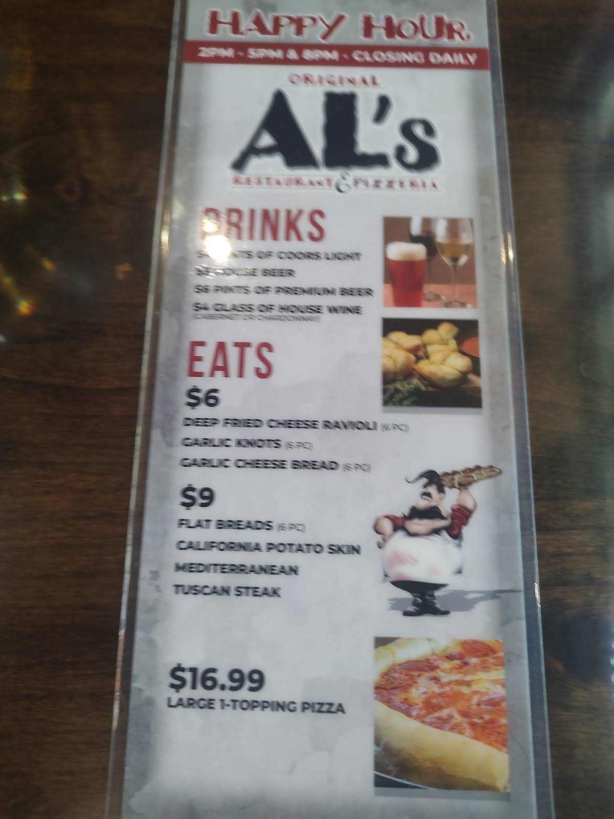 Menu at Original Al's Restaurant & Pizzeria, Roseville, Foothills Blvd