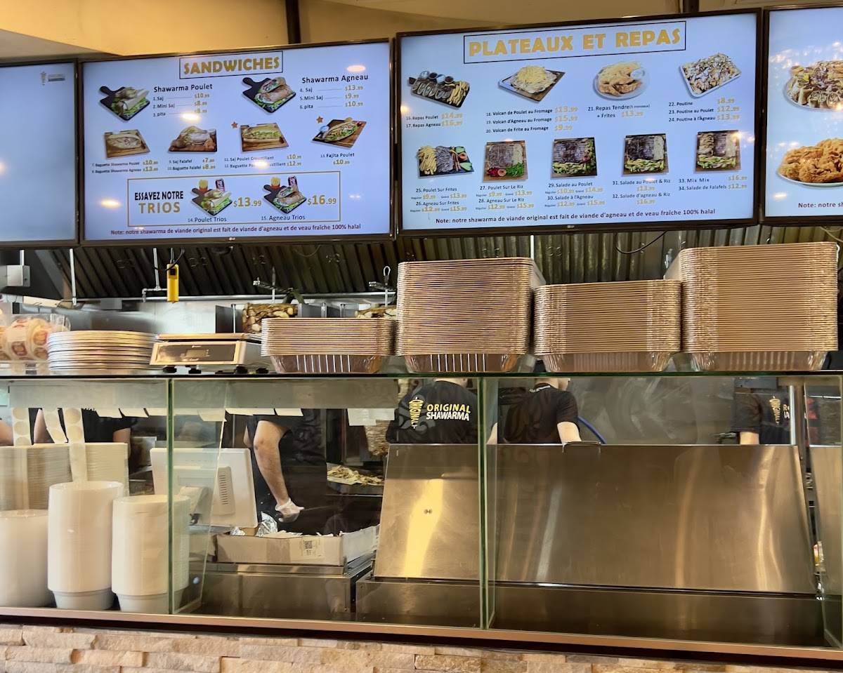 Menu au Original Shawarma restaurant, Montréal
