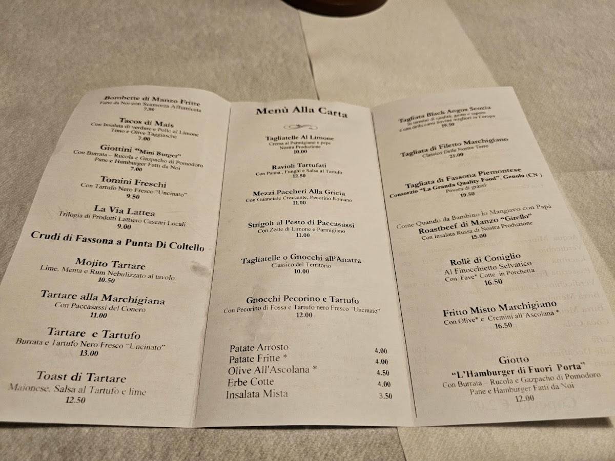 Menu da Osteria Fuori Porta ristorante, Ostra