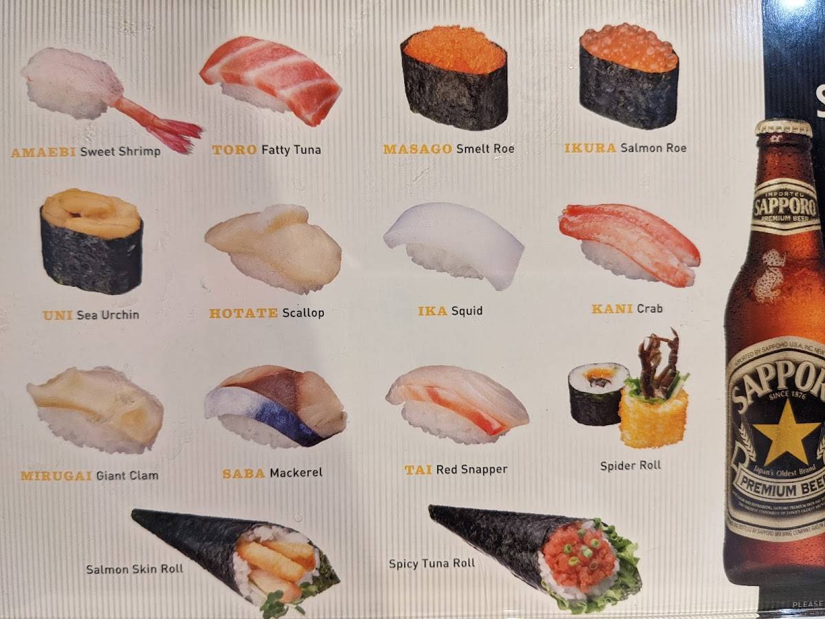 Menu at Otoro Sushi restaurant, Scotts Valley