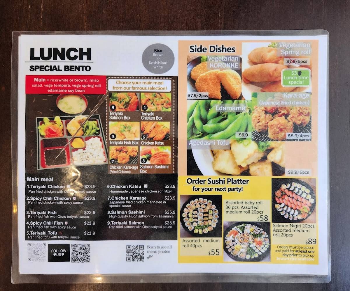 Menu at Ototo Japanese Kitchen restaurant, Bondi Junction