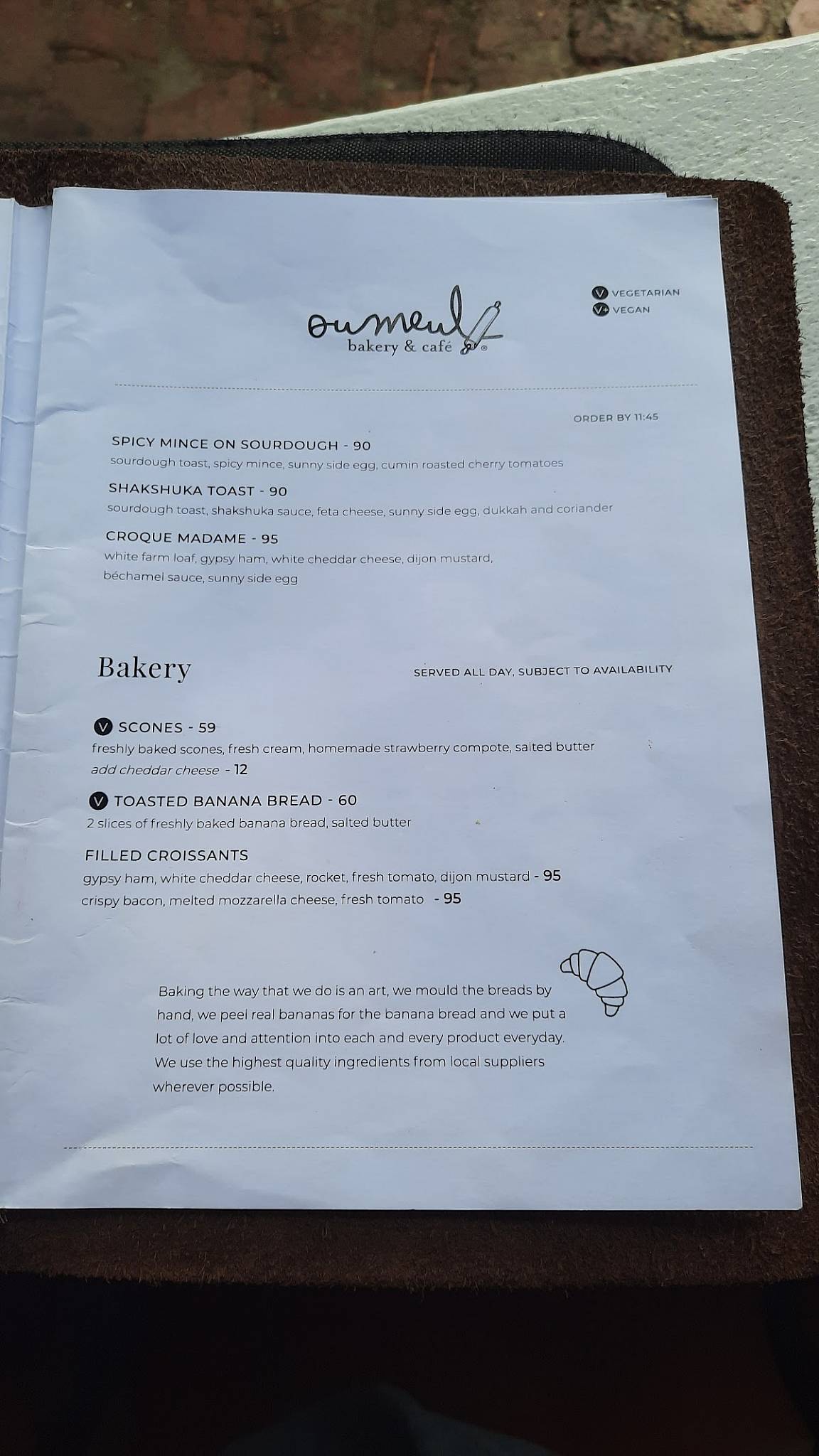 Menu at Ou Meul Stanford cafe, Stanford