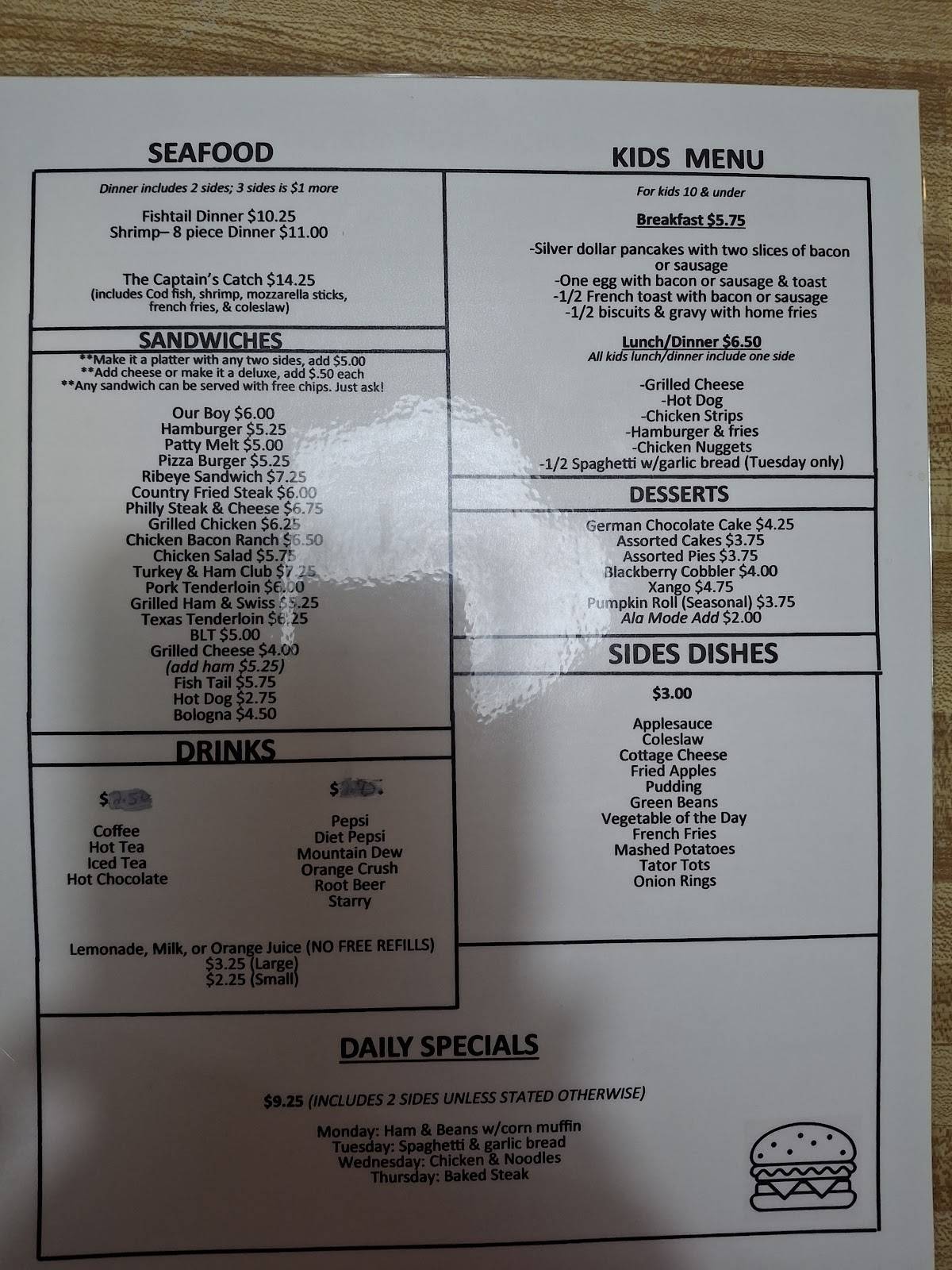 Menu at Our Place Restaurant, Washington Court House