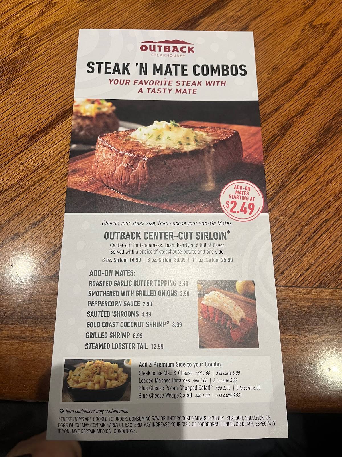 Menu at Outback Steakhouse, Missoula