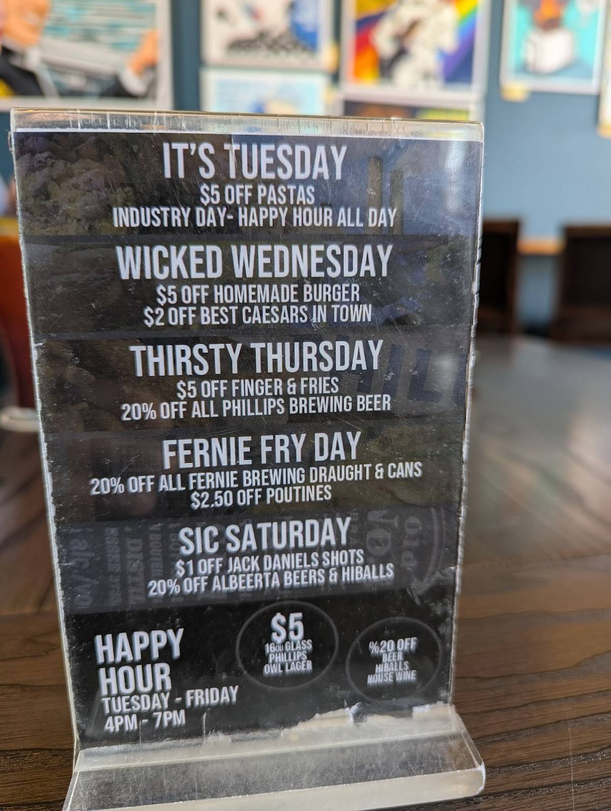 Menu at Owl Acoustic Lounge restaurant, Lethbridge