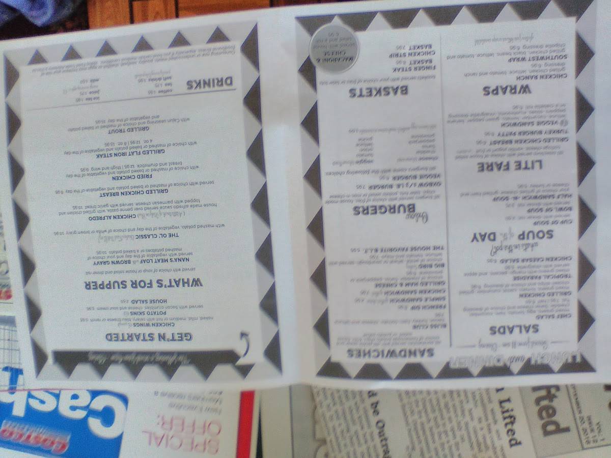 Menu at Oxbow Diner & Spirits cafe, Bliss