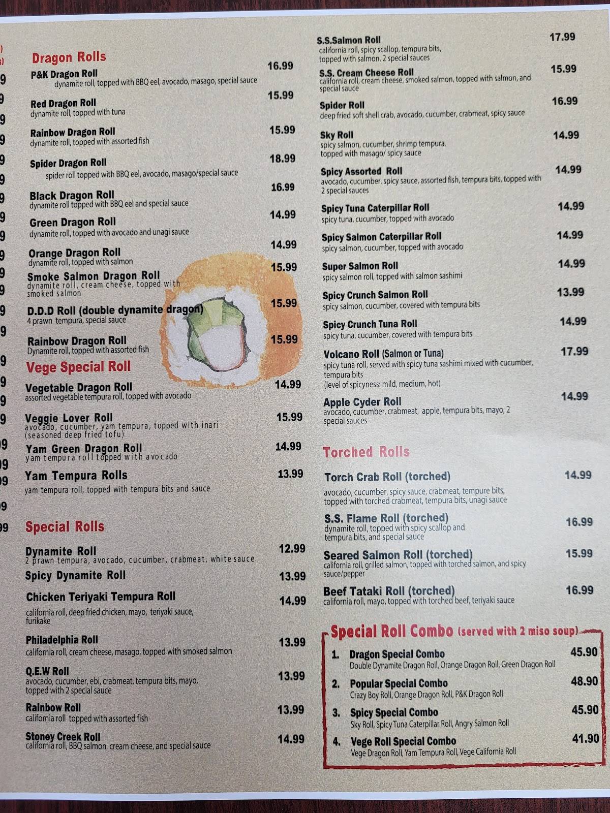 Menu at P&K Sushi Restaurant, Hamilton, 301 Fruitland Rd