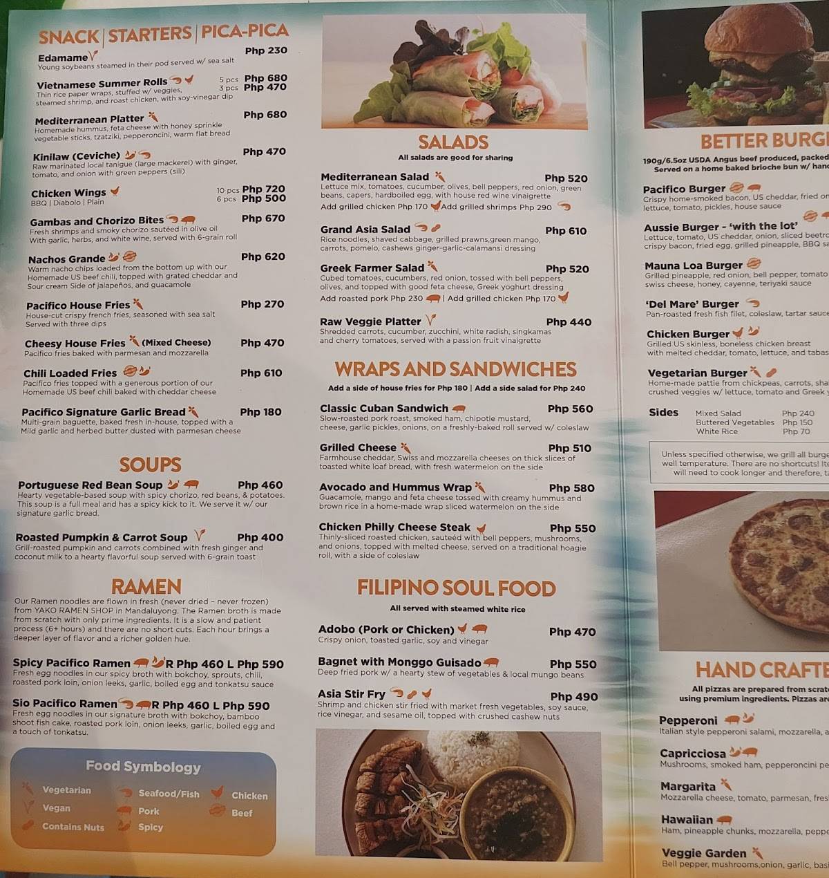 Menu at PACIFICO CORON restaurant, Coron