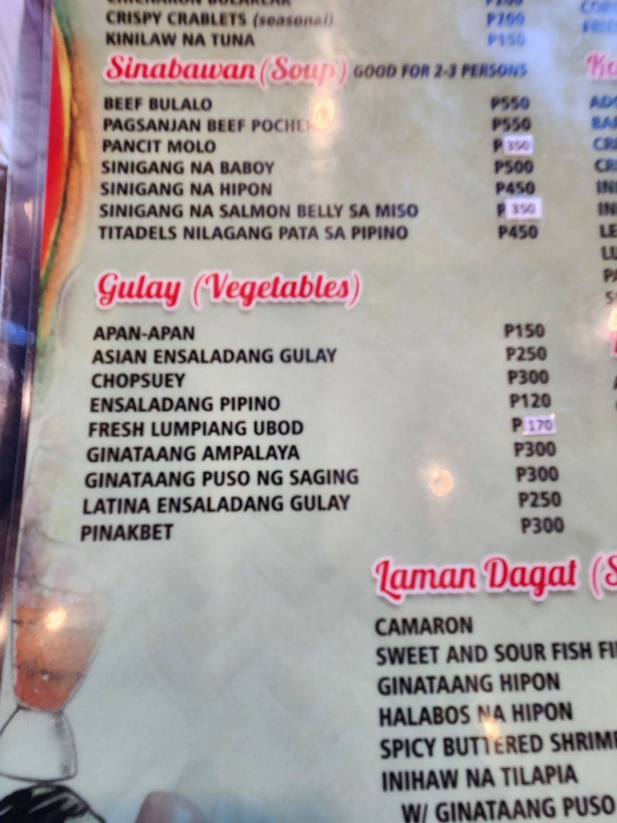 Menu at Titadels Fiesta Cuisine restaurant, Pagsanjan