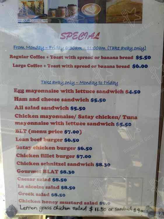 Menu at Pain De Sucre restaurant, Glebe