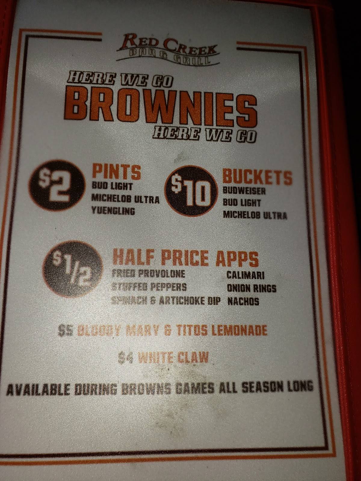 Menu at Red Creek Bar & Grill, Painesville