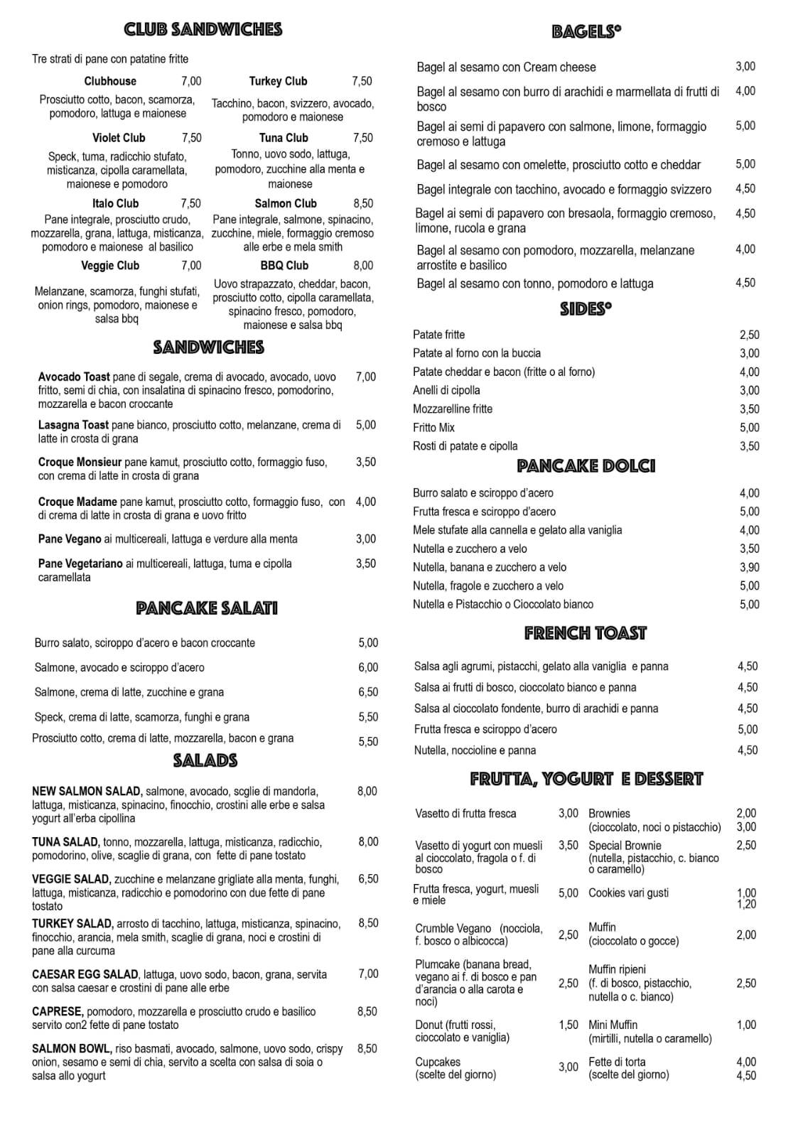 Menu at Grace Coffee Corner cafe, Palermo, Viale Venere