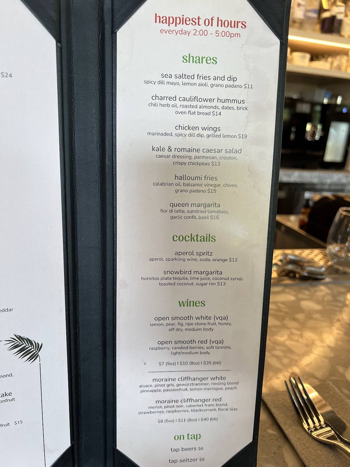 Menu at Palms Beach House pub & bar, Surrey