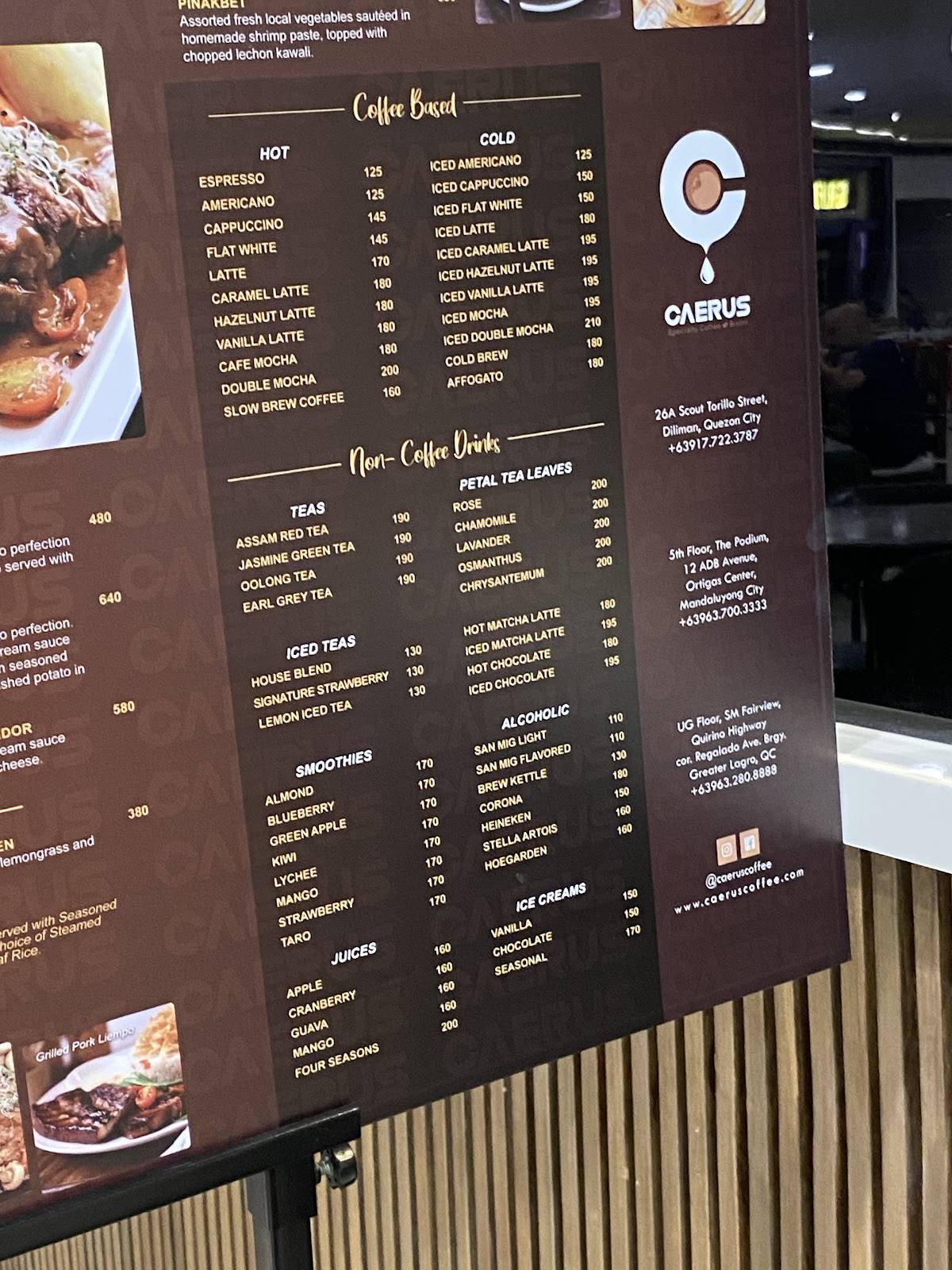 Menu at Panco Cafe - Podium, Mandaluyong