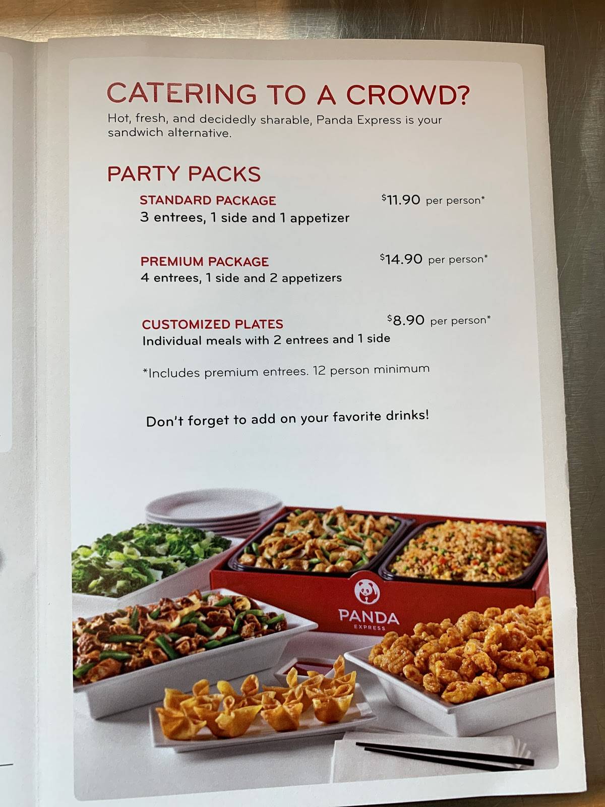 Menu at Panda Express fast food, Pace, US-90