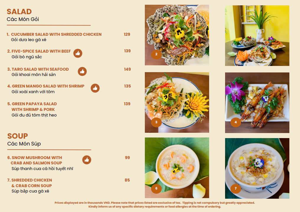 Menu at Pandan Leaf Saigon Restaurant & Rooftop Bar, Ho Chi Minh City