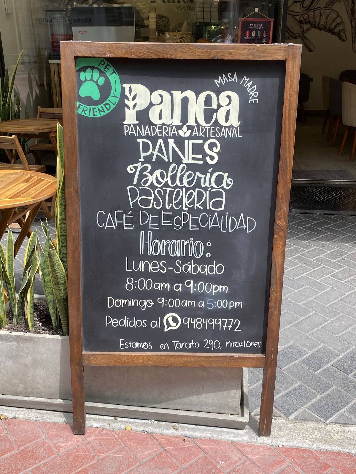 Menu at Panea, Miraflores