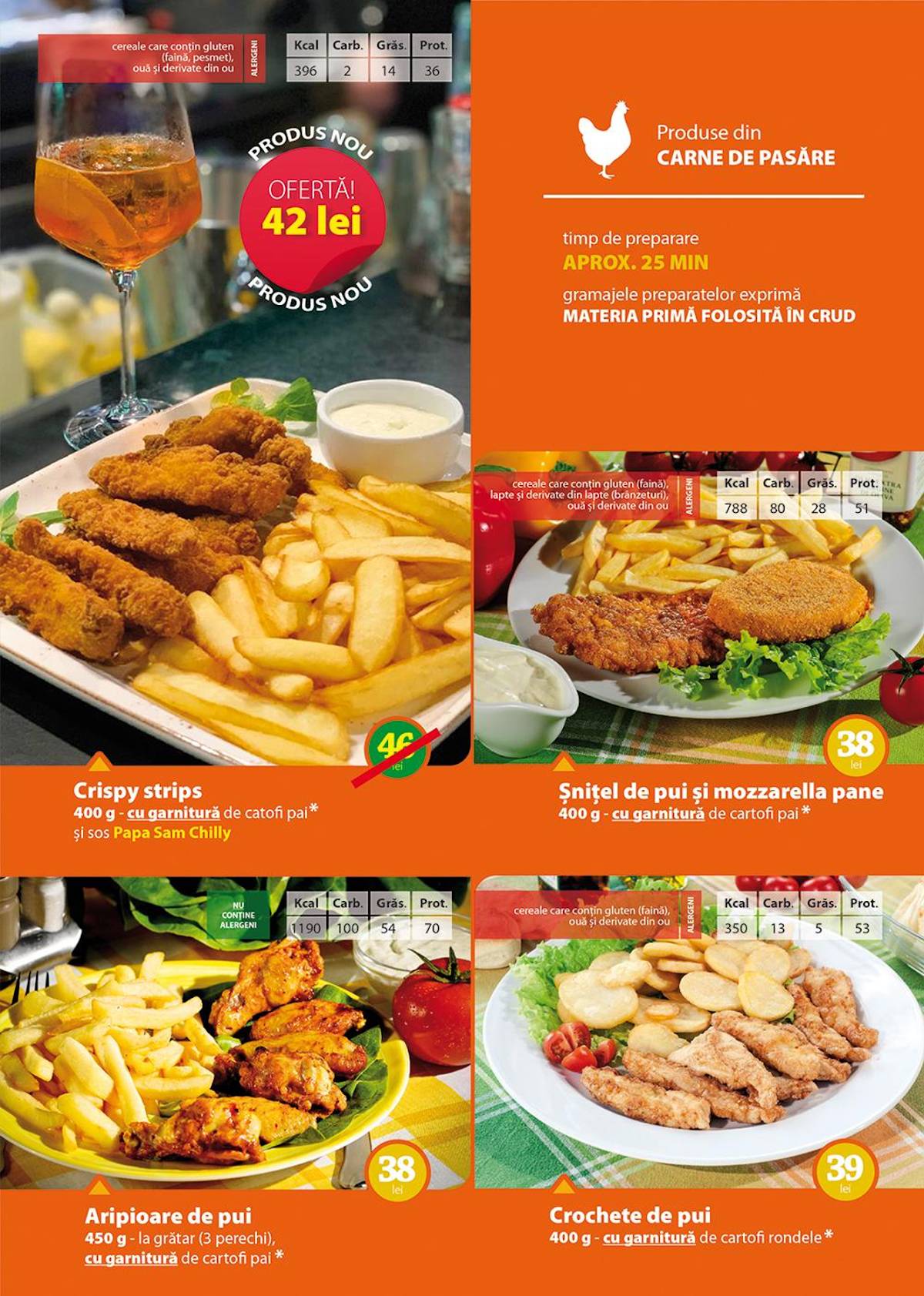 Menu at Papa Sam, Timișoara