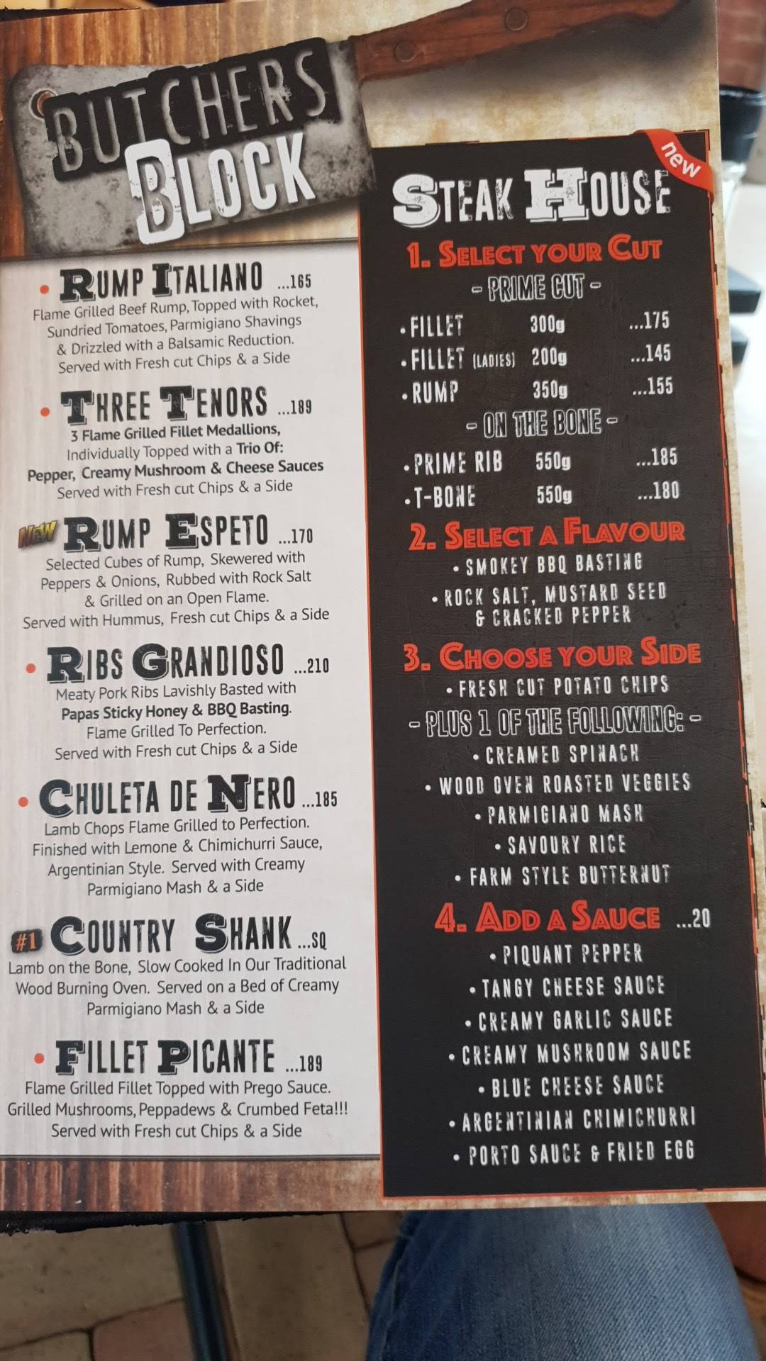 Menu at Papachinos Boksburg restaurant, Boksburg