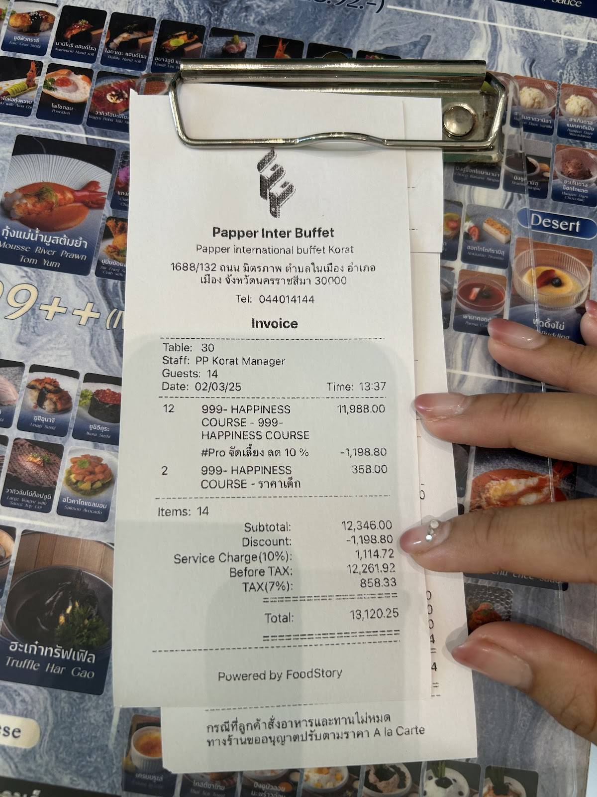 Menu at Papper International Buffet @Korat restaurant, Nakhon Ratchasima