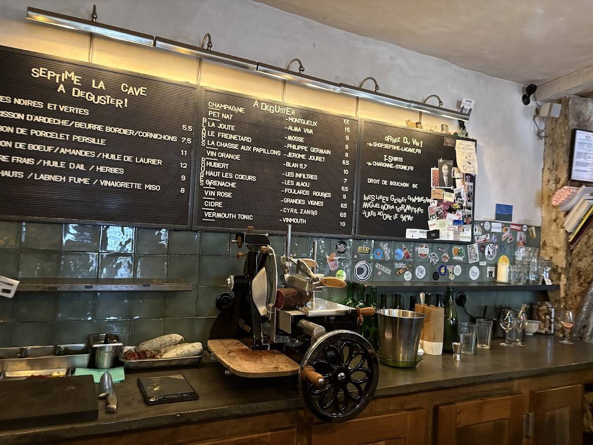 Carta del pub y bar Septime La Cave, Paris
