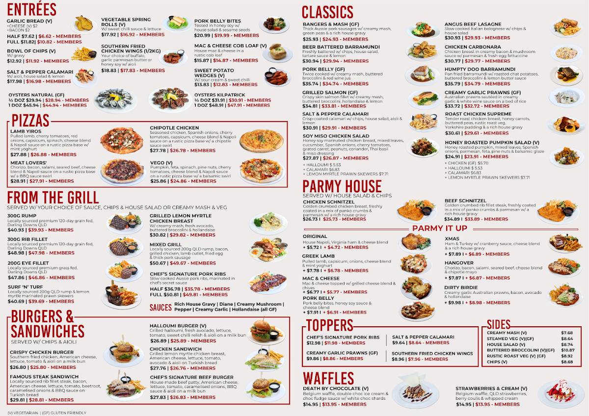 Menu at Parkhurst Tavern restaurant, Parkhurst
