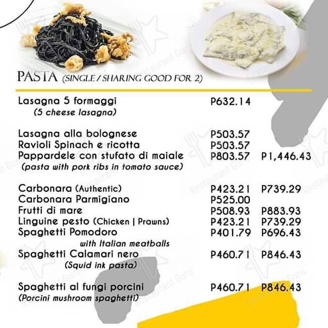 Menu at Parmigiano - Molito Lifestyle Center restaurant, Muntinlupa