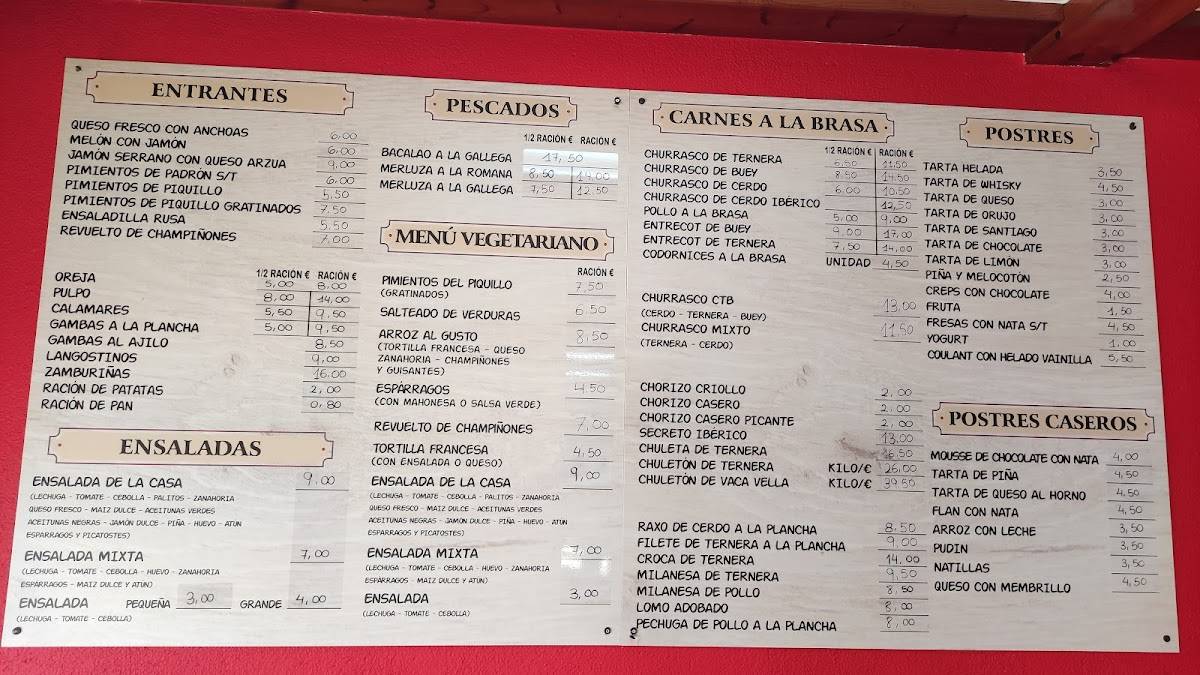 Carta de Parrillada Criollo, Valga