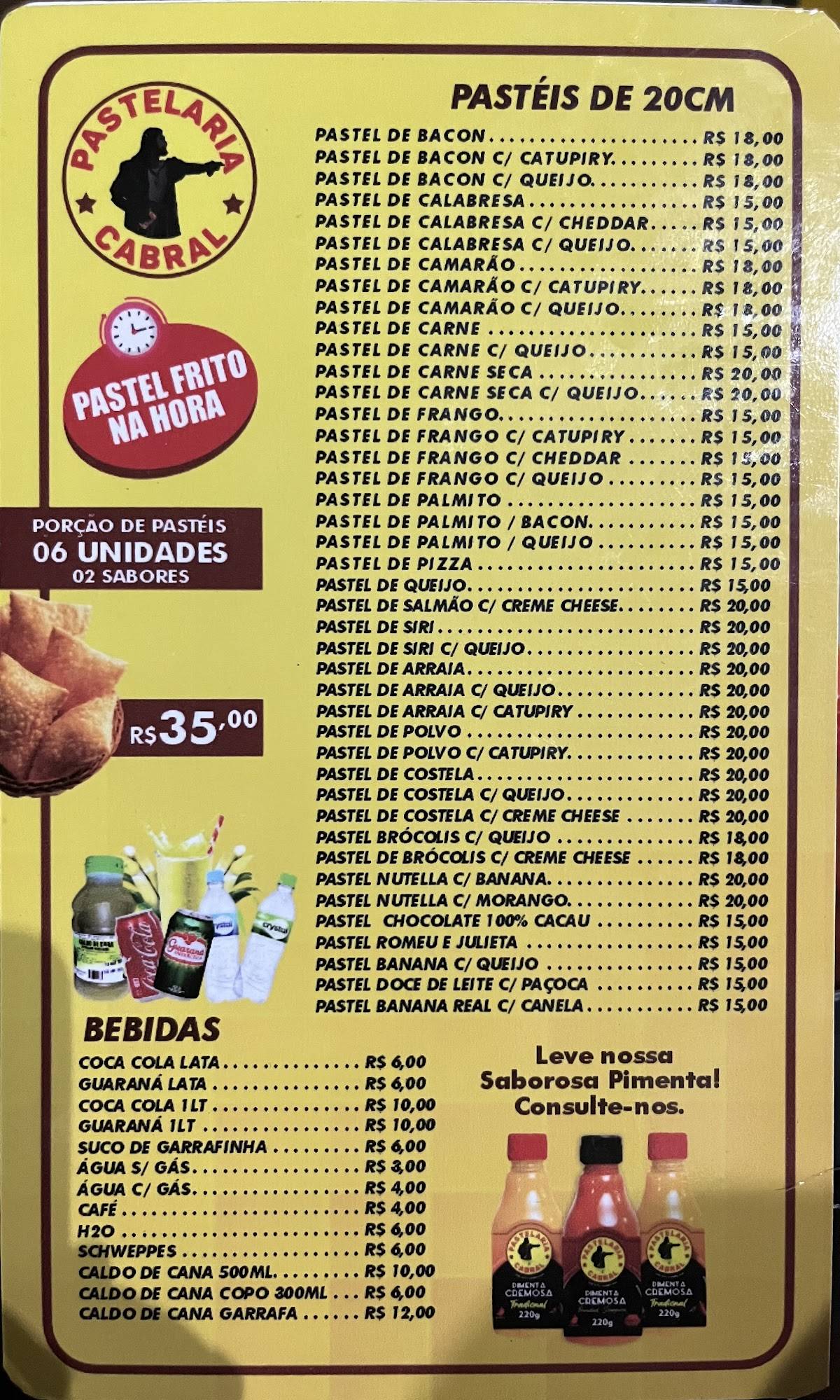 Menu em Pastelaria Cabral restaurante, Porto Seguro