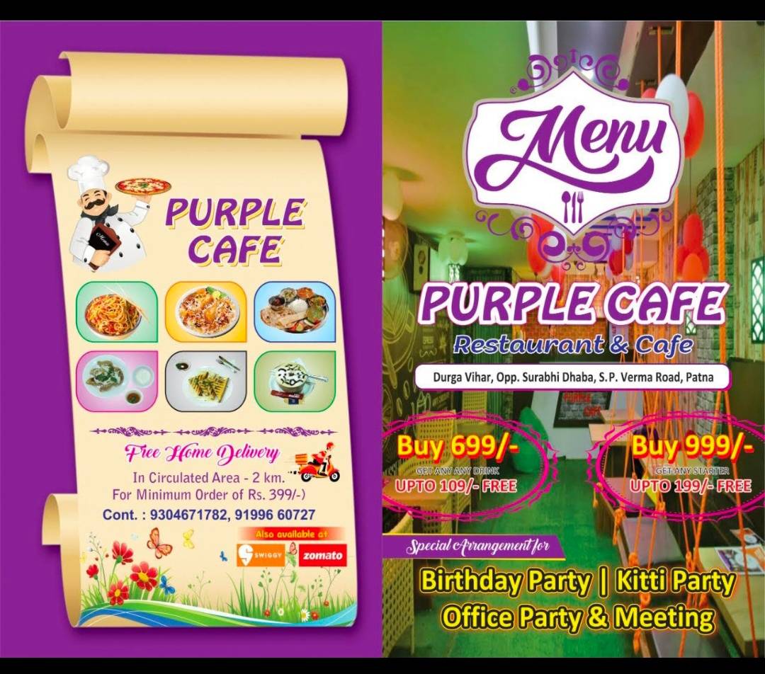 Menu at Purple Cafe, Patna