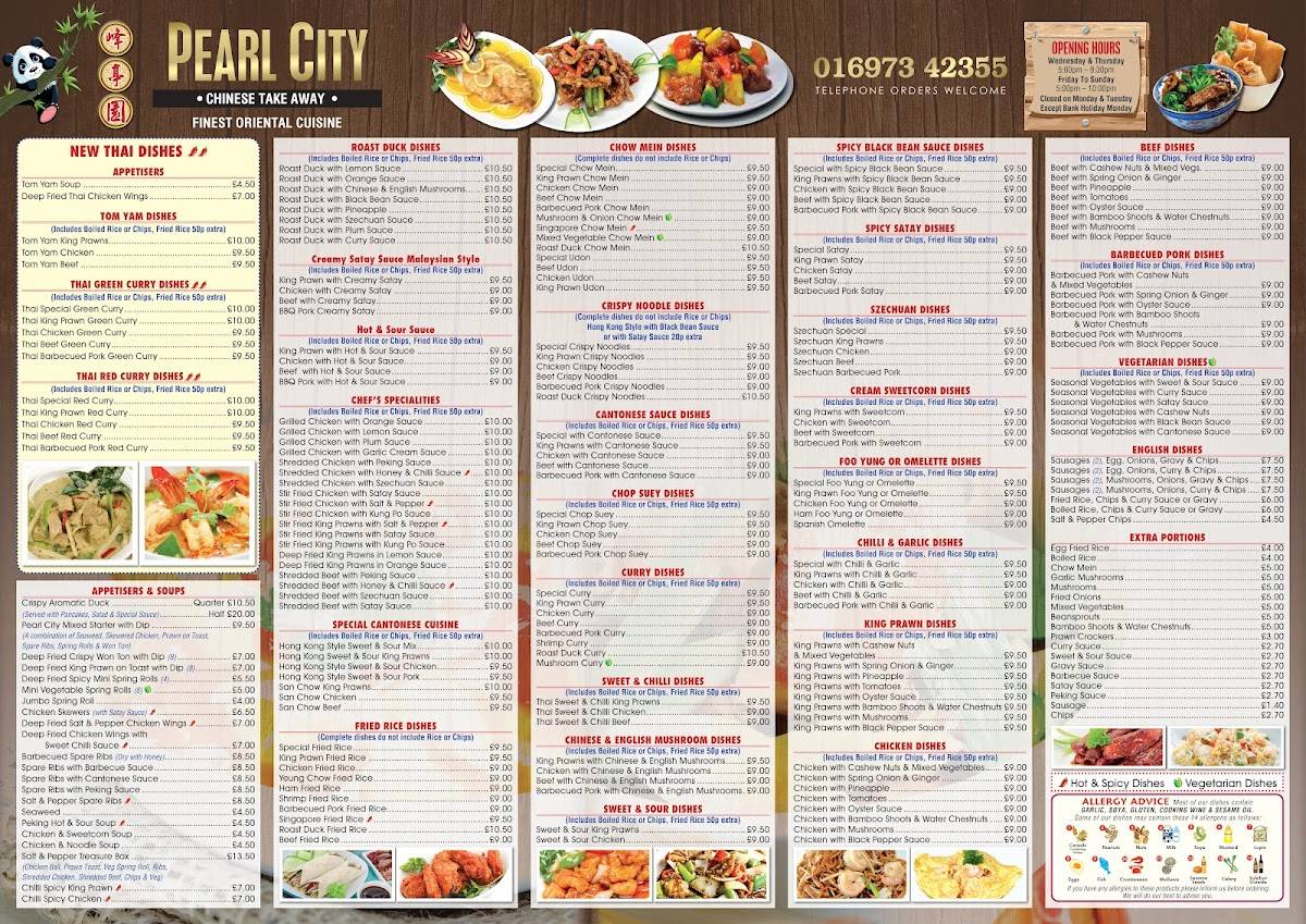 Menu at Pearl City fast food, Wigton